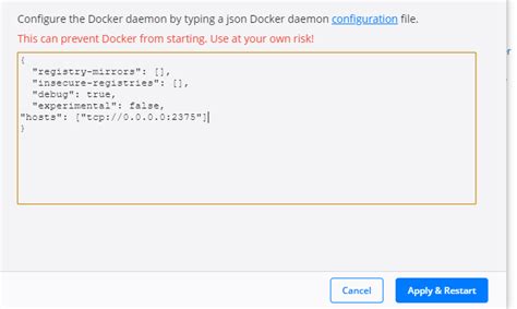 Docker Daemon Wont Monitor Port On Windows And Error If Alter Json