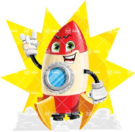 Cartoon Rocket Ship Character Set 112 Stock Vector Images Shape 2