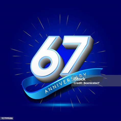 크리에이 티브 포스터 소책자 전단지 전단지 잡지 초대 카드 리본 67 주년 기념일 템플릿 웹 게임 디자인 광고에 대한 스톡 벡터