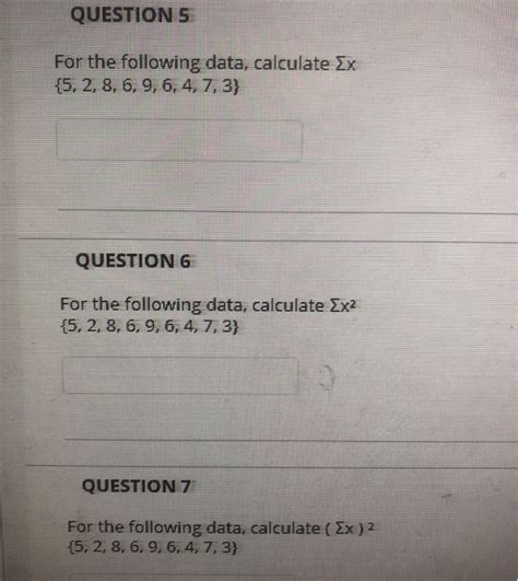 Solved Question 5 For The Following Data Calculate Ex 15