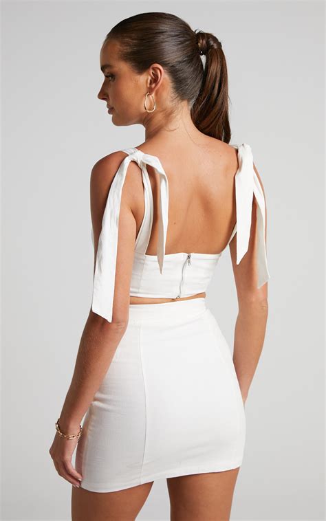 Arden Mini Skirt Lace Up Skirt In White Showpo Usa