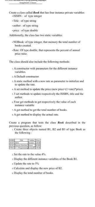 Solved Antigament Create A Class Called Book That Has Four
