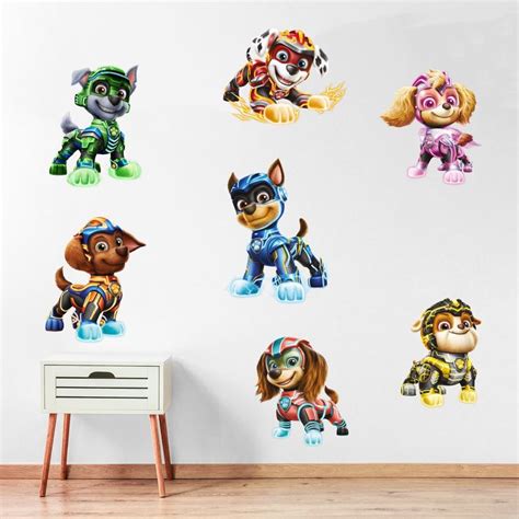 Paw Patrol the Mighty Movie Wall Sticker Characters Wall Decal Set Etsy Decoración de unas