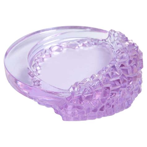 Mid Century Purple Flower Murano Glass Small Ashtray Bowl Italy 1970s