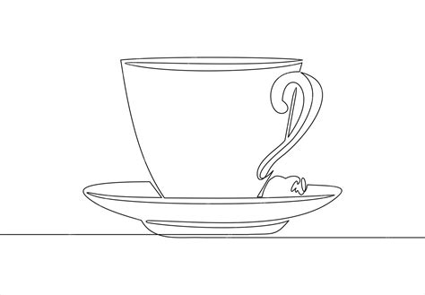 Dessin Au Trait Continu Dune Tasse De Café Illustration Vectorielle