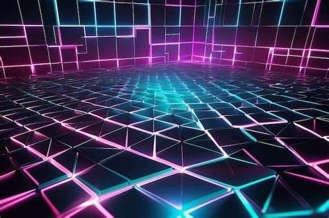 Premium Photo 3d Render Of Grid Glowing On Abstract Pattern Stock