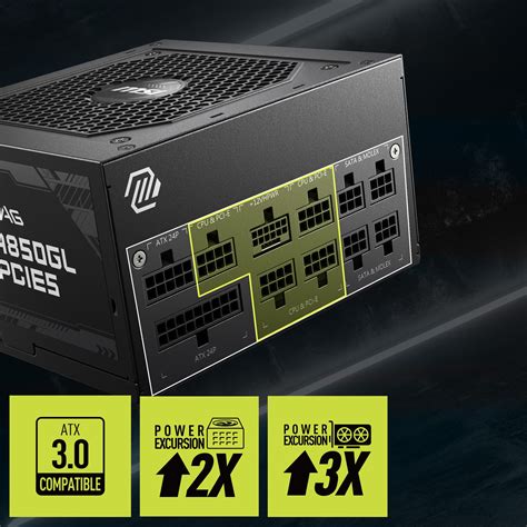 Msi Mag A850gl 850w 80 Plus Gold Rated Atx 30 Pcie5 Fully Modular