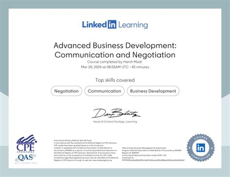 harsh modi on linkedin certificate of completion