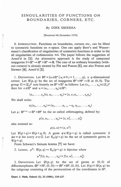 Pdf Singularities Of Functions On Boundaries Corners Etc