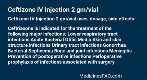 Ceftizone IV Injection 2 Gm Vial Uses Dosage Side Effects Food Interaction FAQ