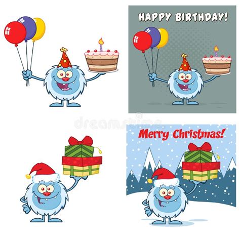 Cute Yeti Cartoon Mascot Character Set 5 Vector Collection Stock