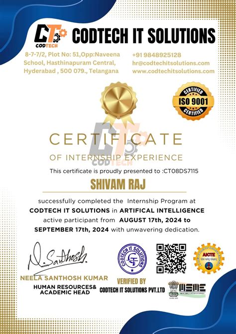 Shivam Raj On Linkedin Internship Artificialintelligence