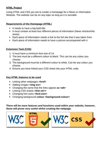 Html Project Brief Ks34 Teaching Resources