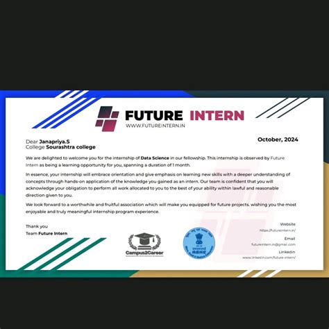 Janapriya Senthilkumar On Linkedin Datascience Internship Careergrowth Futureintern