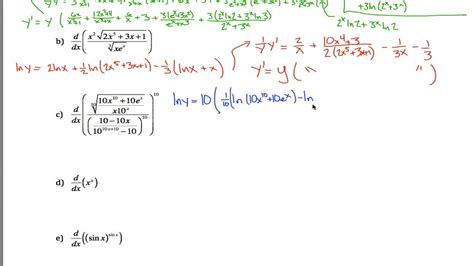logarithmic differentiation worksheet 2 youtube