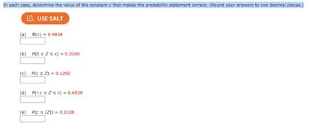 n each case determine the value of the constant c