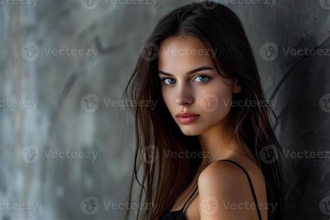 Enigmatic Beauty Young Woman Against Textured Backdrop 47332933 Stock