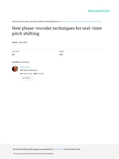 New Phase Vocoder Techs Pdf Signal Processing Telecommunications