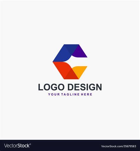 Letter C In Polygon Logo Design Royalty Free Vector Image