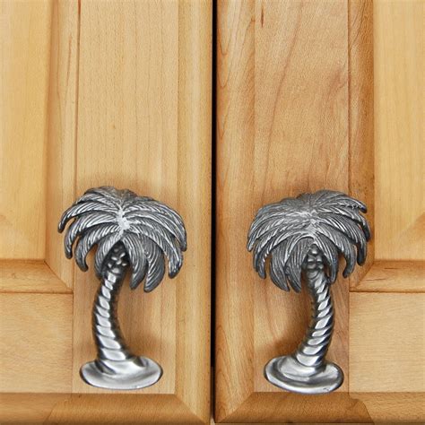 Palm Tree Cabinet Knob Set Matched Pair