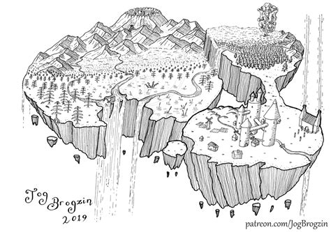How To Draw A Floating Island Floating Islands Are Masses Of Land That Appear High In The Sky