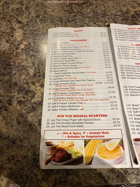 Menu At Jun Yue Restaurant Clitheroe