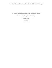 Final Project Milestone Two Draft Of Research Design Docx