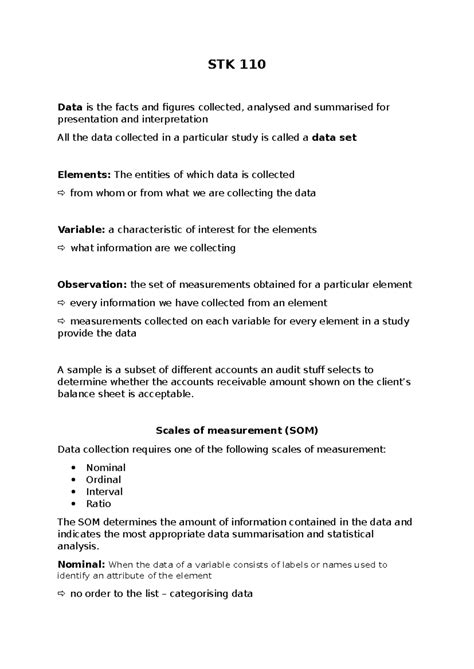 Stk 110 Stk Notes Based Off Of Lecture Slides Stk 110 Data Is The Facts And Figures
