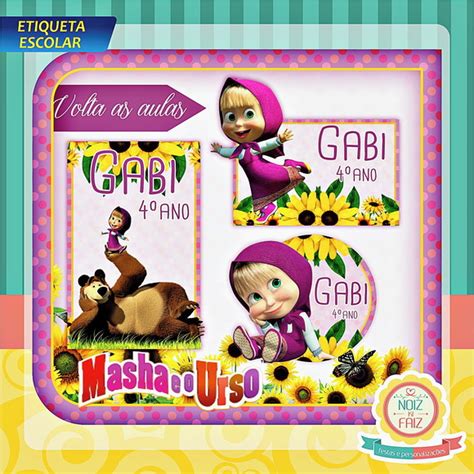 Etiqueta Escolar Para Imprimir Masha E O Urso Elo7