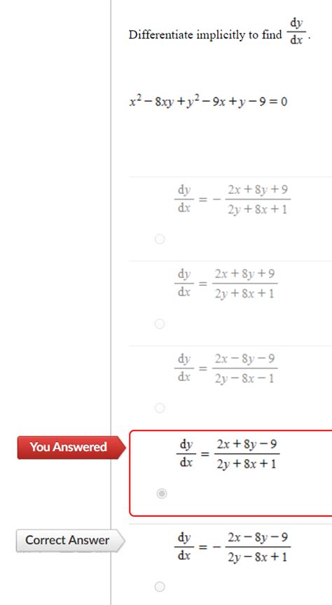 Solved Dy Differentiate Implicitly To Find Dx X2 8xy Y2 Chegg