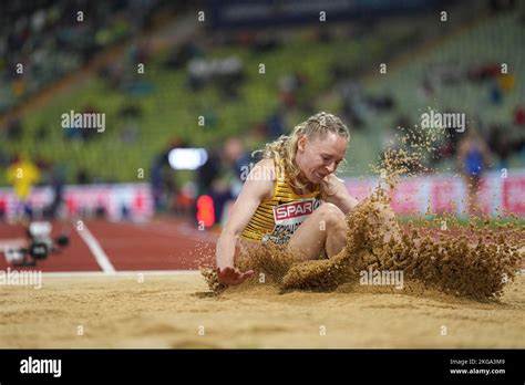 Neele Eckhardt Participating In The Long Jump Of The European Athletics Championships In Munich