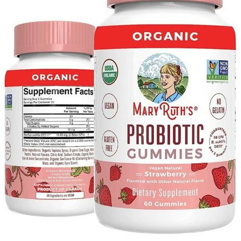 Maryruth Organics 프로바이오틱 Usda 유기농 젤리 소화 지원 면역 및 장 건강 보충제 비건 티몬