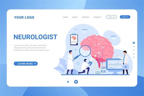 Premium Vector Neurologist Web Banner Landing Page Design Concept