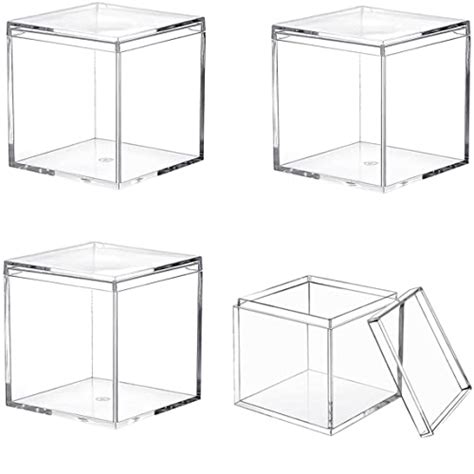 Acrylic Boxes With Lids4 Pieces 34x34x34inch Clear Plastic Square