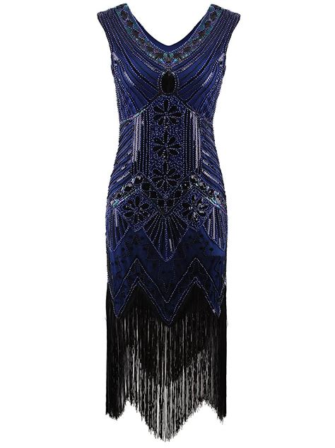 Vijiv Women 1920s Gastby Sequin Art Nouveau Embellished Fringed Flapper