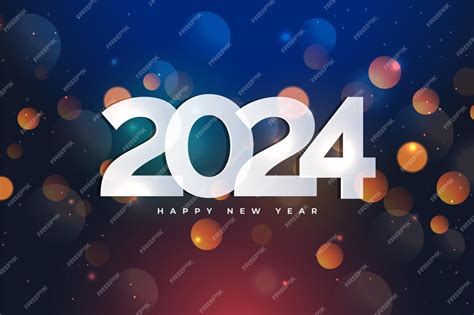 Tarjeta De Fiesta Feliz Año Nuevo 2024 Con Vector De Efecto Bokeh