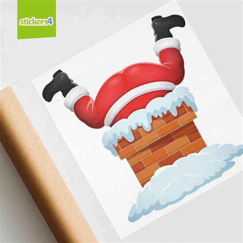 Santa Falling Down The Chimney Window Decoration Stickers4