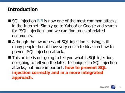 advanced topics on sql injection protection ppt