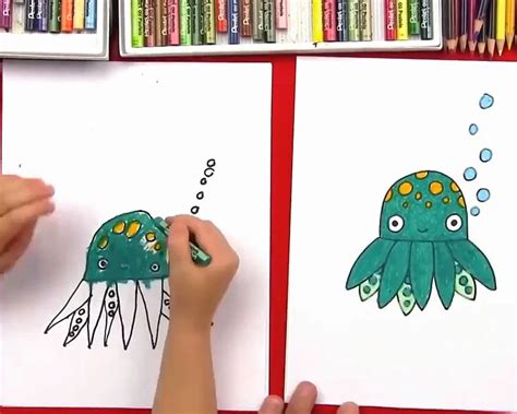 نقاشی هشت پا کودکانه به صورت مرحله ای و ویدیو آموزشی وولک