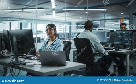 Diverse Office Portrait Of Talented Indian Girl It Programmer Working