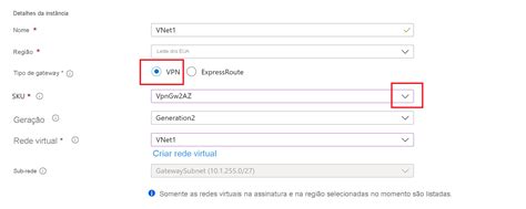 criar um gateway de rede virtual com redundância de zona nas zonas de
