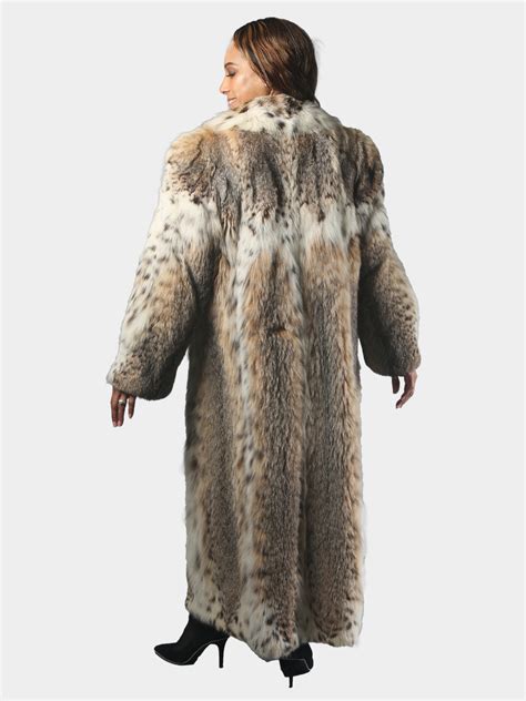 Womans Natural Cat Lynx Fur Coat Estate Furs