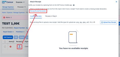 missing receipt sap concur community