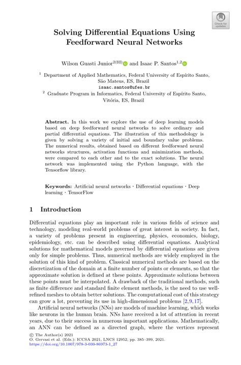 PDF Solving Differential Equations Using Feedforward Neural Networks