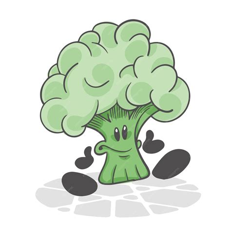 Brócoli Verduras Divertidas Personaje De Dibujos Animados Lindo