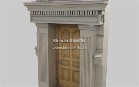 Blender 欧式拱形大门木门3d模型素材资源免费下载 Blender3d模型库