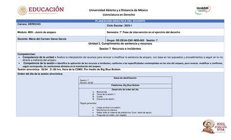 Formato De Planeación Didáctica M20 U3 S7 Dl17gagc00124 Licenciatura