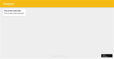 Keeper App Part 1 Completed Codesandbox
