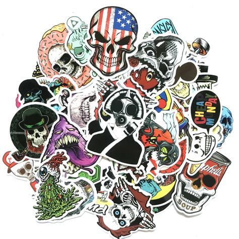 Aliauto 50 шт упак ужас серия ЧЕРЕП Граффити автомобиля Стикеры дорожная сумка чехол для