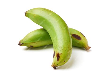Premium Photo 2 Unripe Bananas Green Isolated On White Background